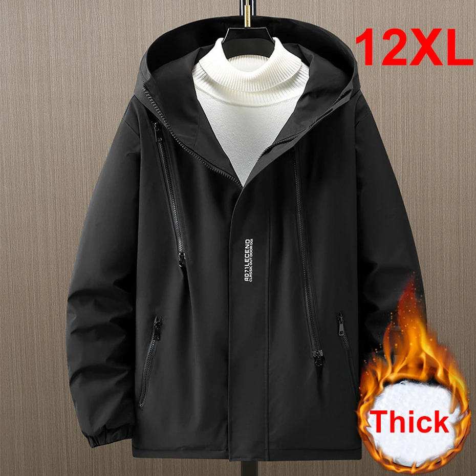 Black Waterproof Parkas Men Winter Warm Thick Windbreak Jacket Plus ...