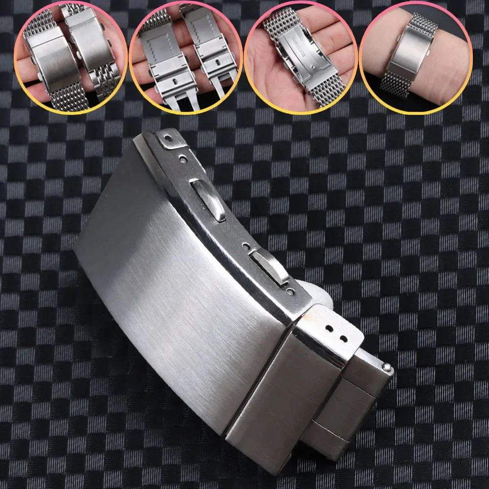 316L-Stainless-Steel-Watch-Clasp-18mm-20mm-22mm-Brushed-Silver-Folding ...
