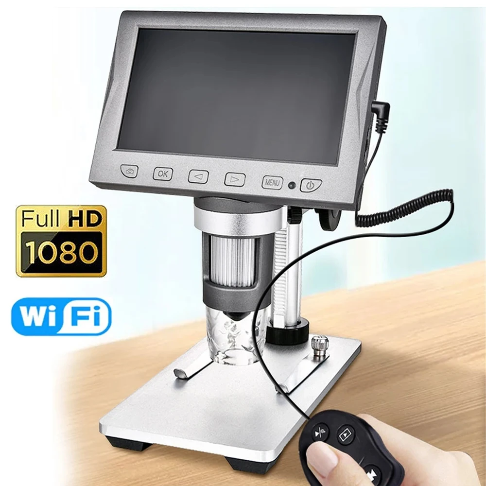 DM8 4.5'' 1000X 24MP WIFI Microscope Magnifier HD 1080P Adjustable LCD ...