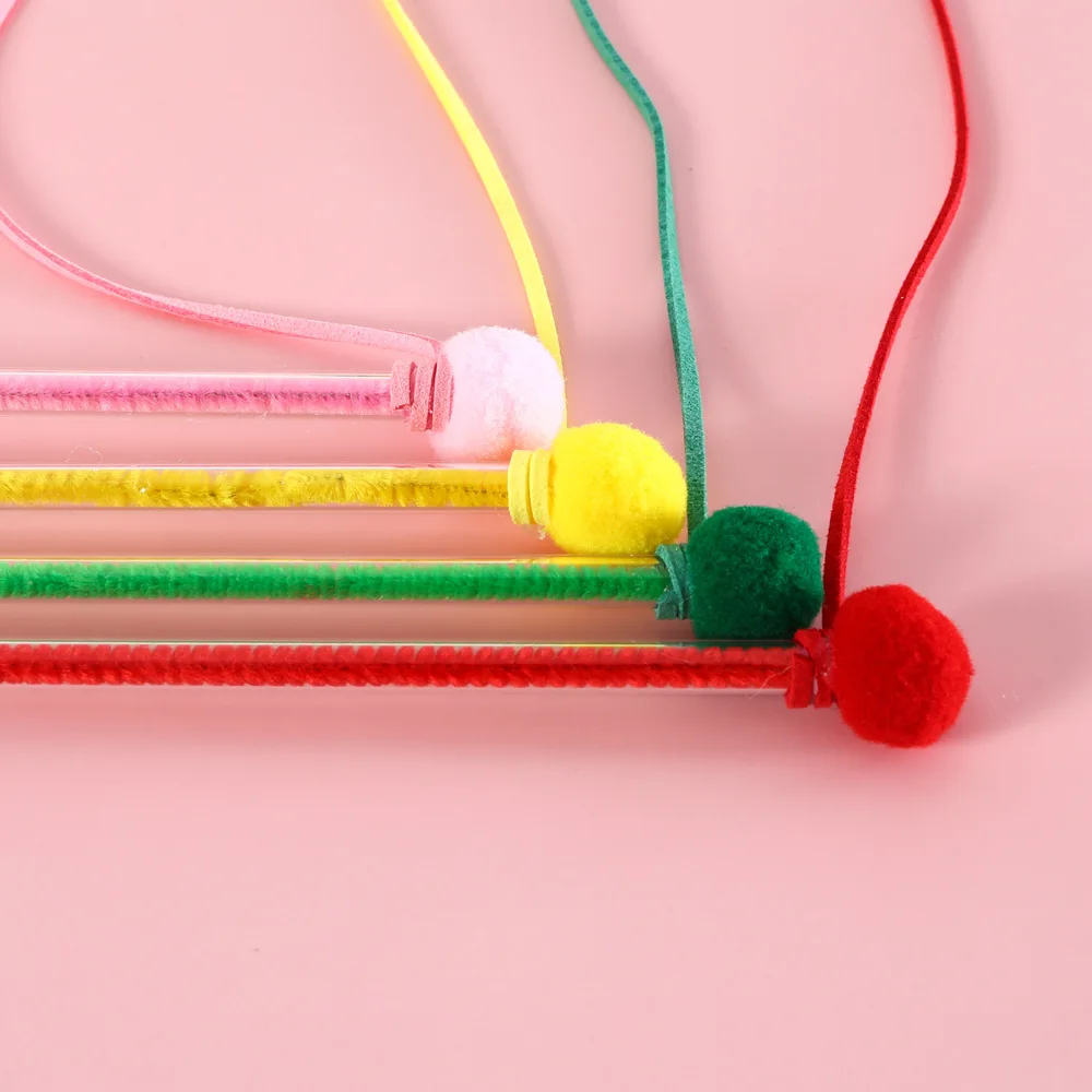 GRELOT CLOCHE,pink--Bâton de chat en tissu, dessin animé, boule de ...