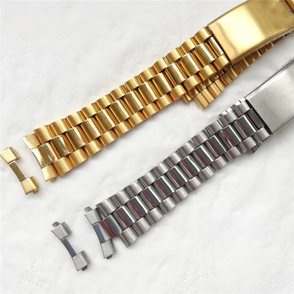 18MM-Arch-Steel-Strap-President-Type-Micro-Arc-Mouth-Bracelet-Silver ...