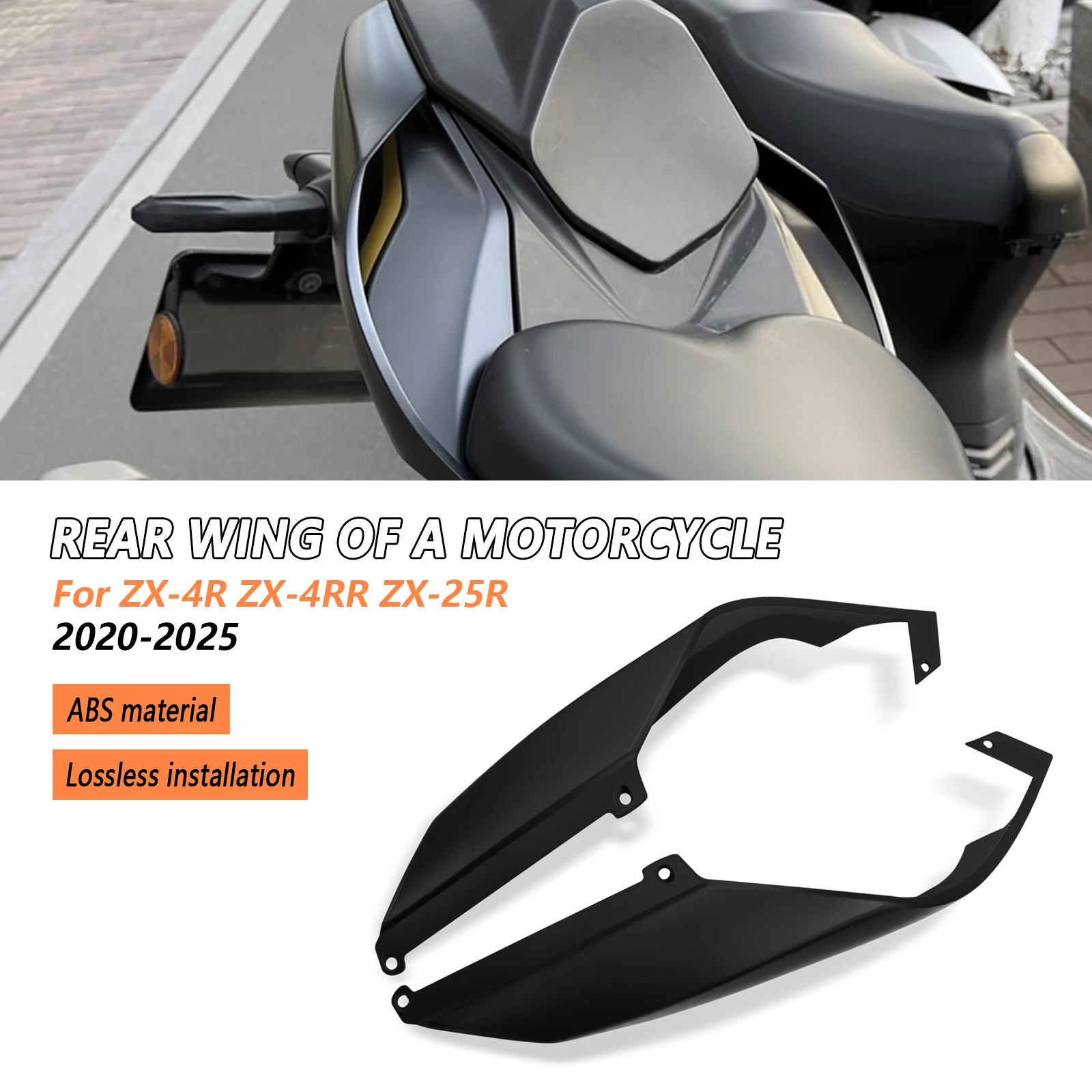 For Motorcycle Rear Wing Spoiler Fairing Rear Tail Wing Fixed Winglet ...