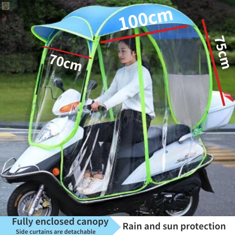 Electric-Vehicle-Rain-Shelter-Motorcycle-Windbreak-Thickened-Black-Glue ...