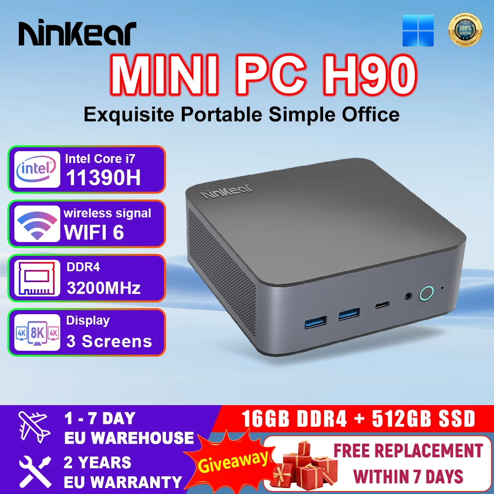 Ninkear-Mini-PC-Intel-Core-i7-H90-11390H-At-5-0GHz-16GB-DDR4-512GB-SSD ...