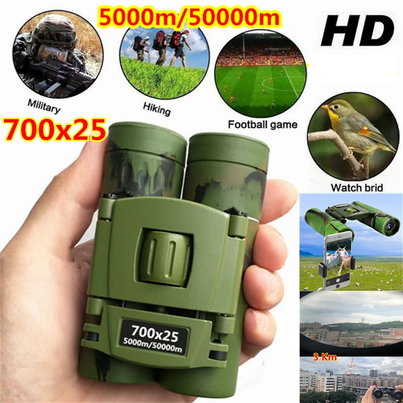 700x25 Hd Binoculars Telescope Powerful Camouflage Long Range Folding ...