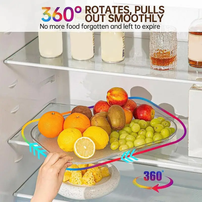 360-Rotatable-Storage-Tray-Kitchen-Refrigerator-Turntable-Rack-Fridge ...