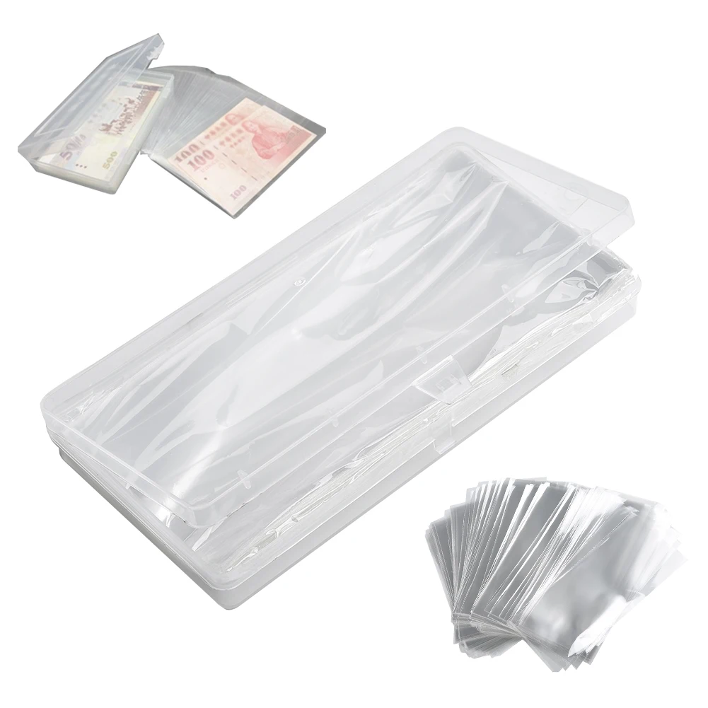 100pcs Paper Money Album Commemorative Currency Clear Protectors Sheets ...