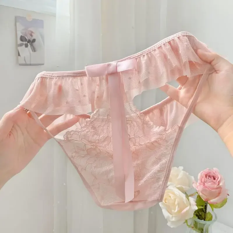 여성 로우 라이즈 메쉬 컷 아웃 팬티 일본 섹시 레이스 피치 스커트 하이슬릿 청순 섹시 브리프 인스타 감성 패션