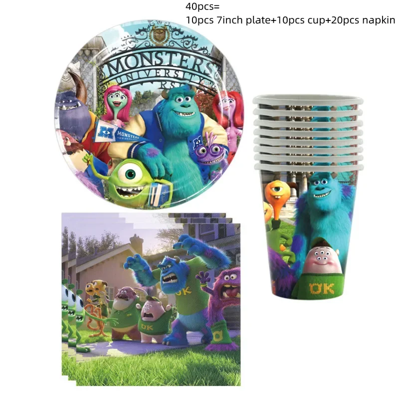 Suministros de decoración para fiesta de cumpleaños de monstruos de dibujos animados, juego de ...