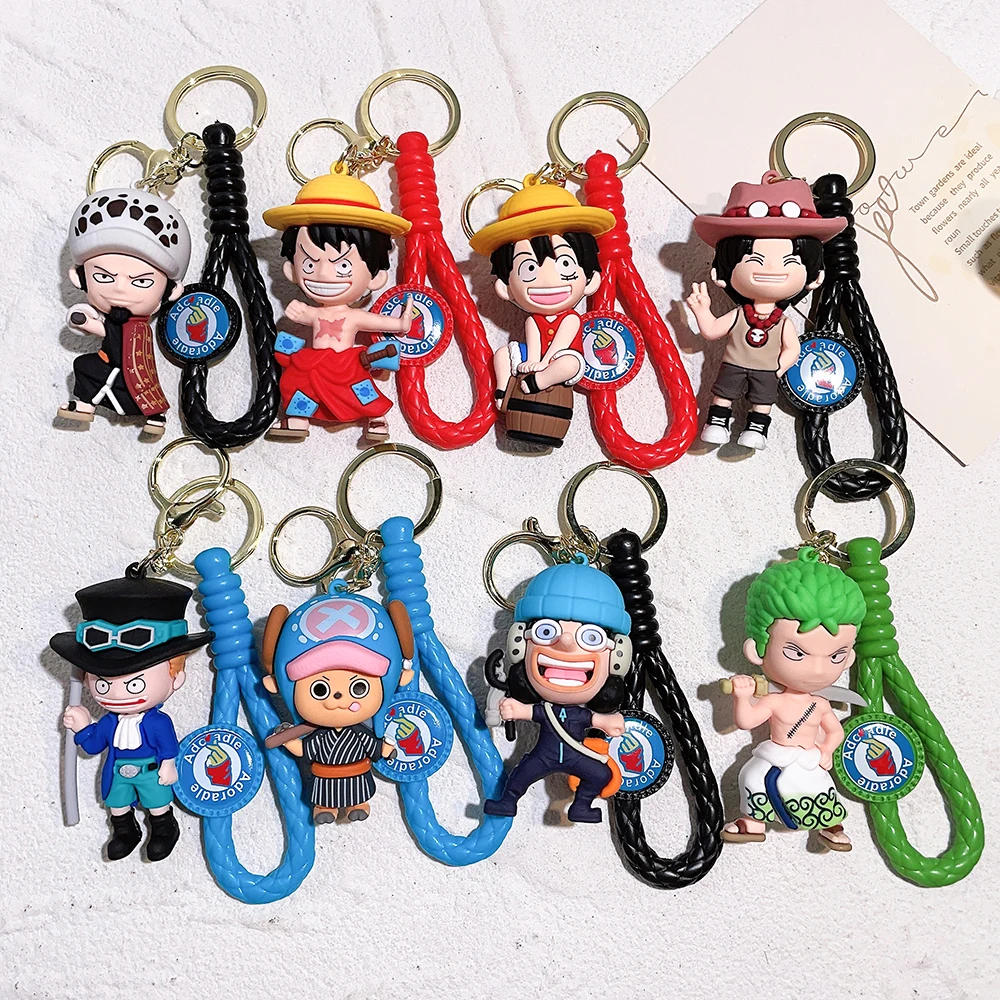 Animen-ONE-PIECE-Action-Figure-Silicone-Keychain-Monkey-D-Luffy-Roronoa ...