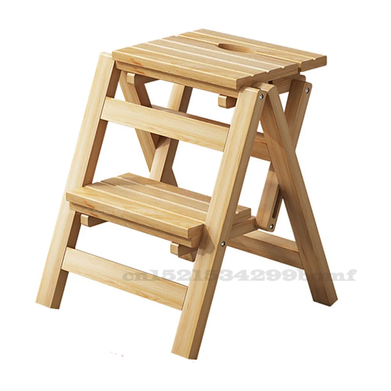 Home Solid Wood Folding Ladder Multifunctional Two-step Folding Ladder ...