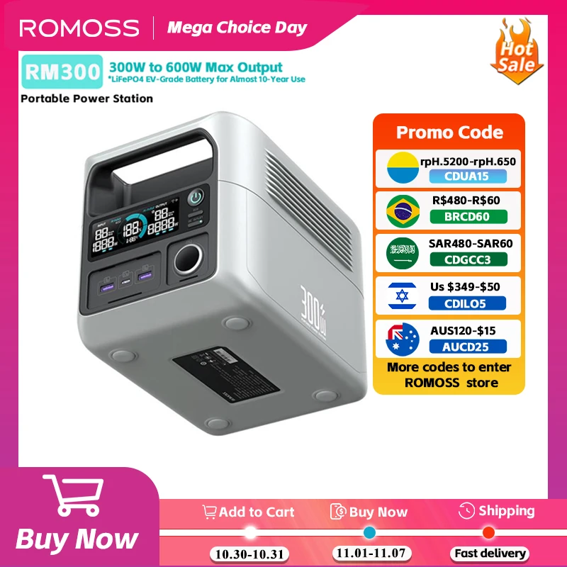 ROMOSS-300W-80000mAh-Power-Station-220V-5X-Fast-Charging-Romoss-LiFePO4 ...