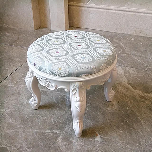 European Style Fabric Low Stool For Hallway Living Room Changing Round Ottoman Bedroom Retro ...