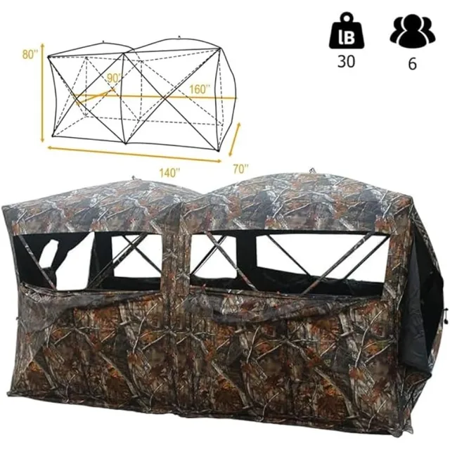 Bunkhouse Pop Up Portable 6 Person Side-by-Side Hunting Blind ...