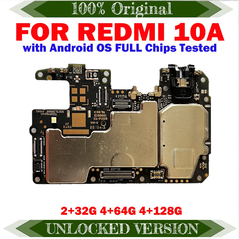 Full Working For Xiaomi Redmi 10A 10 A Motherboard 64G 128GB Mainboard ...