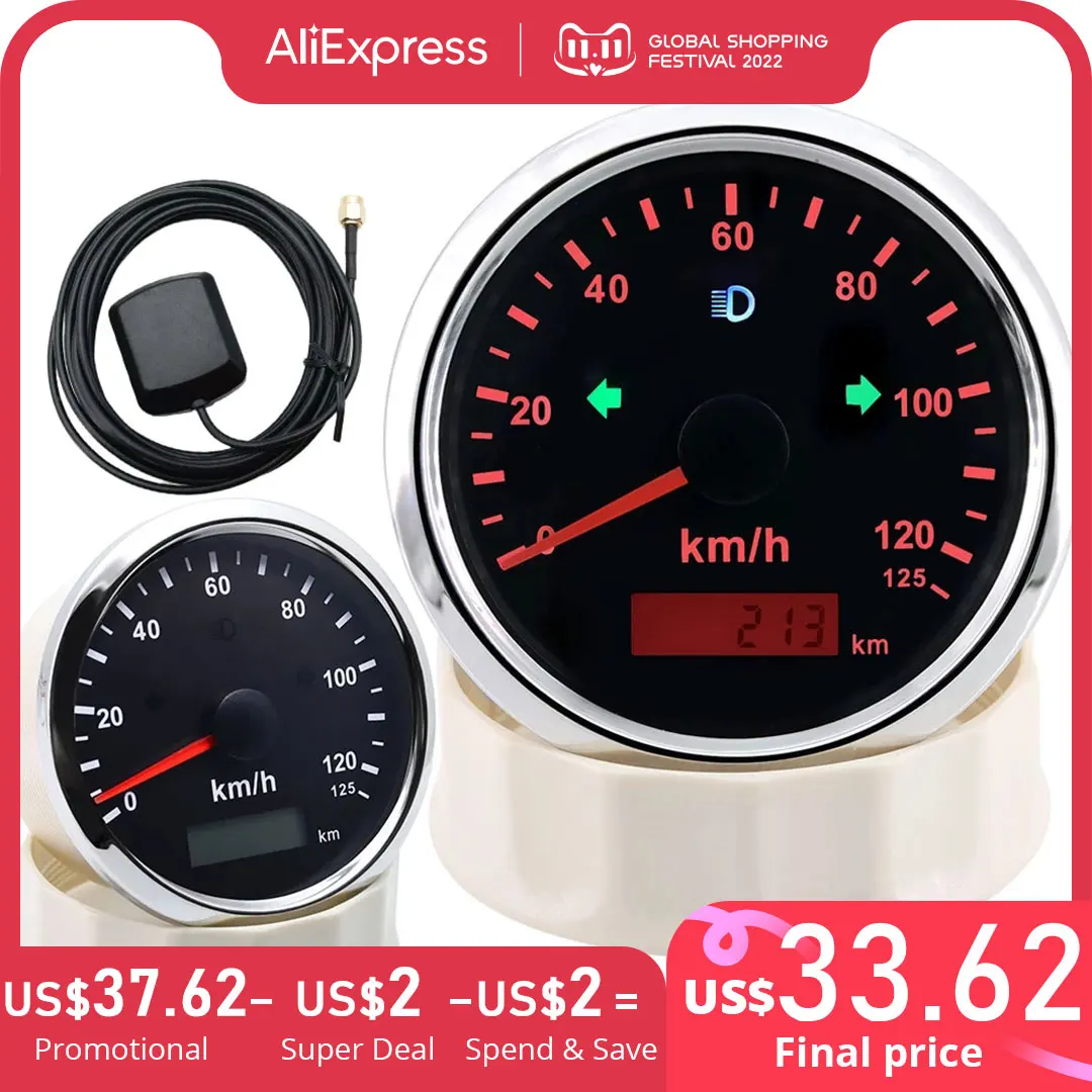 Hd New 85mm Gps Speedometer 200kmh 120kmh Speed Gauge Digital Odometer ...