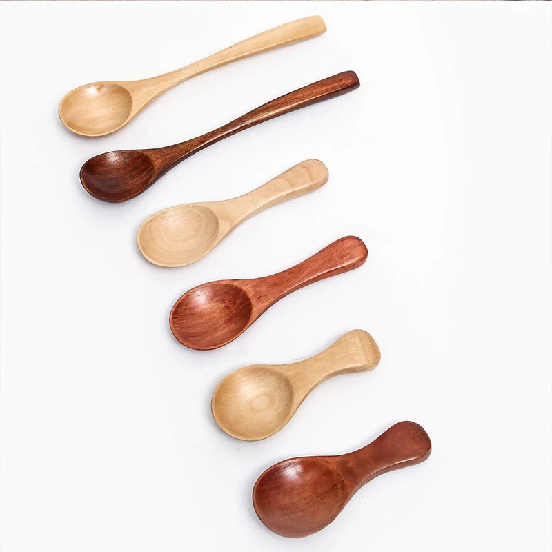 Wood Spoon Children Cute Small Soup Spoon Dessert Coffee Stirring Spoon ...
