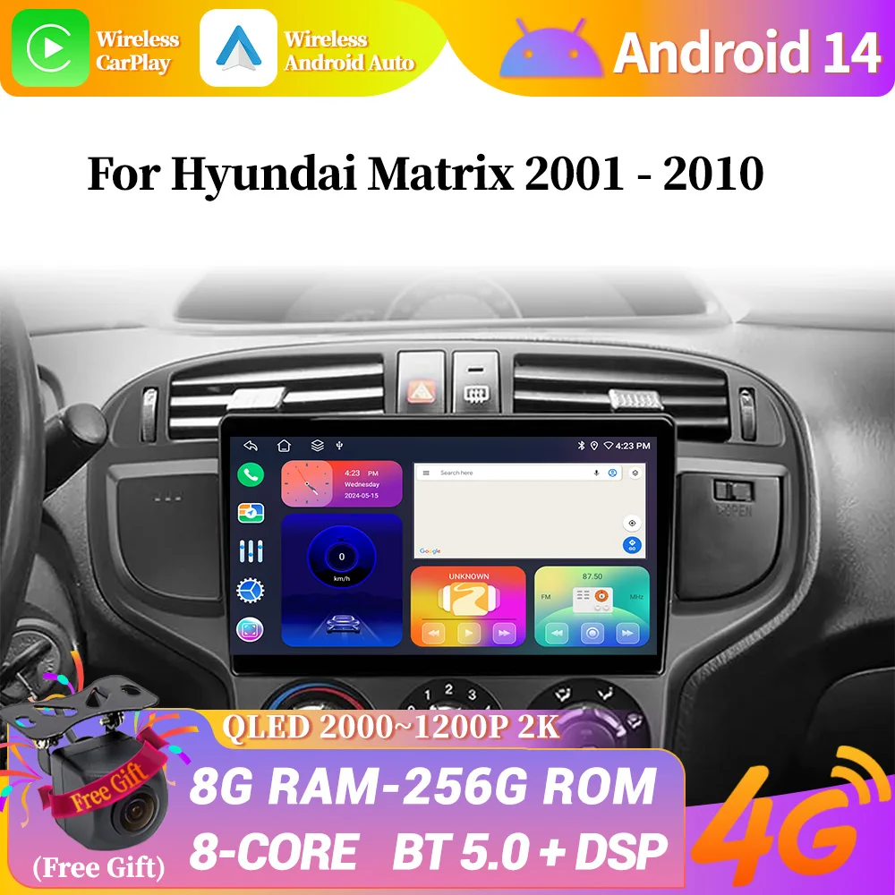 Android 14 For Hyundai Matrix 2001-2010 2DIN Car Radio Navigation GPS ...