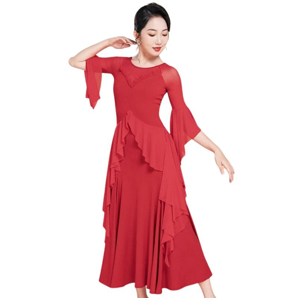 Ballroom-Dance-Dress-Loose-Half-Sleeves-Big-Hem-Waltz-Gowns-Flamenco ...