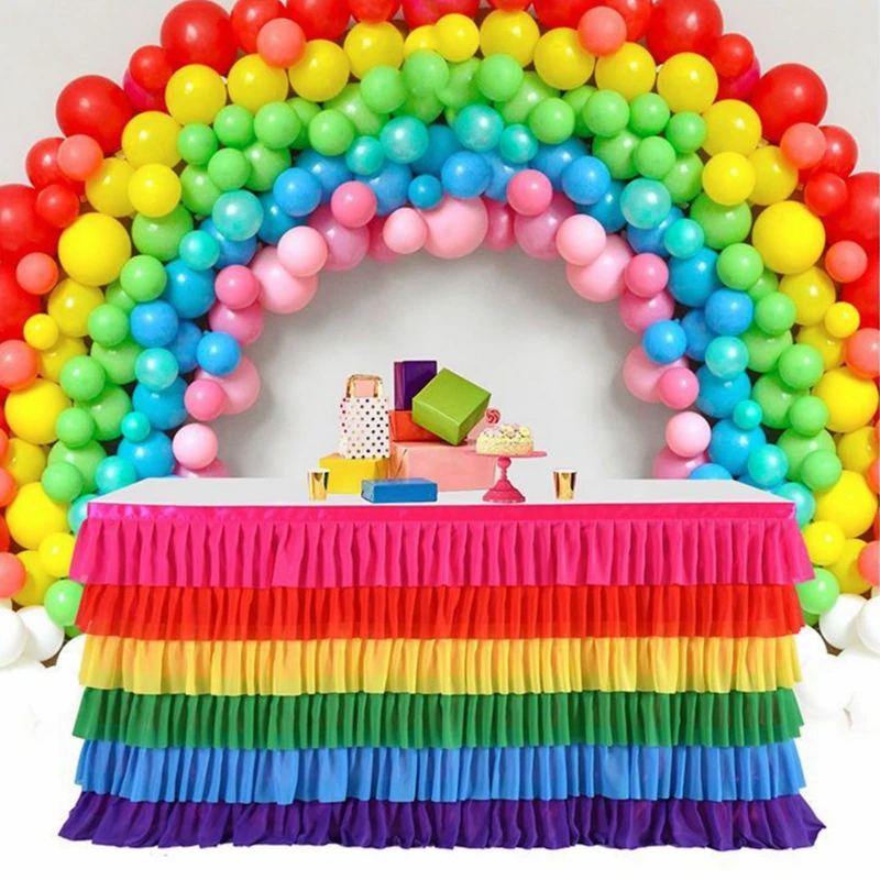 Nappe,jupe de Table universelle en mousseline de soie,pour fête,mariage ...