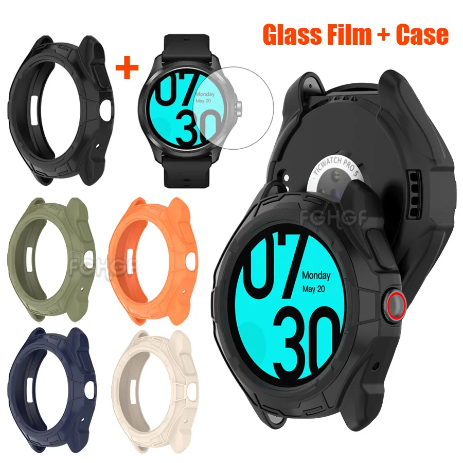 TPU-Protective-Cover-Tempered-Glass-Film-For-Ticwatch-Pro-5-Case-Shell-Bumper-Accessories-Screen ...