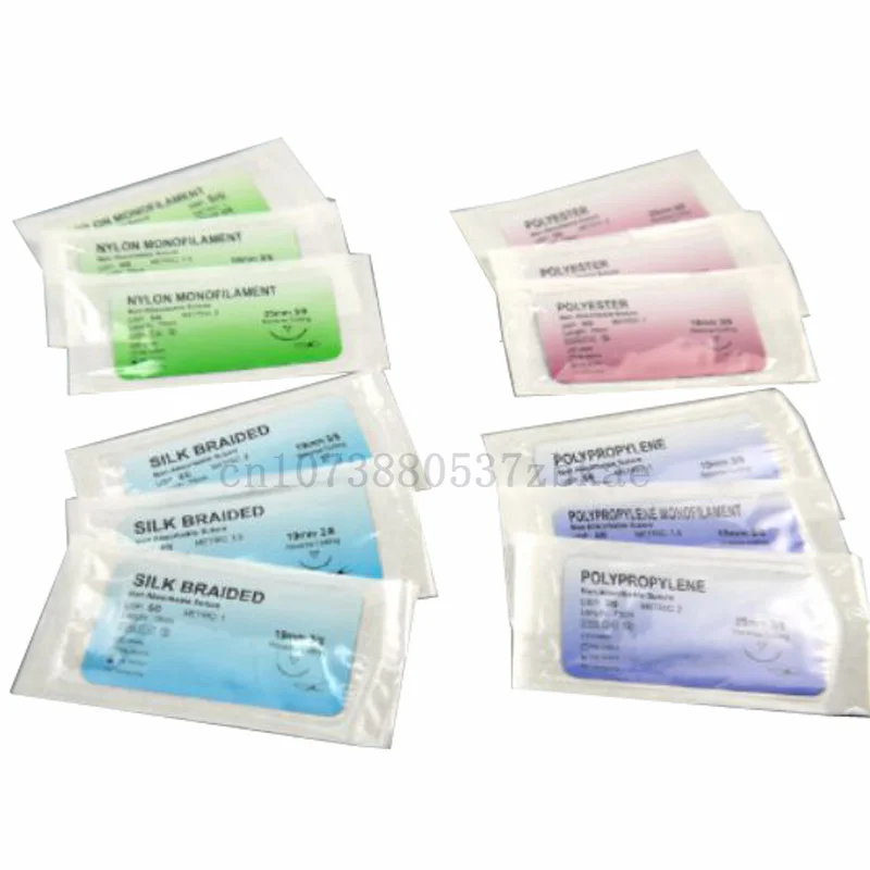 12PCS-75cm-2-0-3-0-4-0-Dental-Surgical-Needle-Silk-Medical-Thread ...