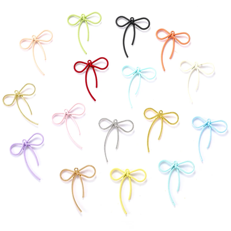 5-pcs-High-quality-Spray-paint-Bow-Charm-Woman-Earring-Necklace-Alloy ...