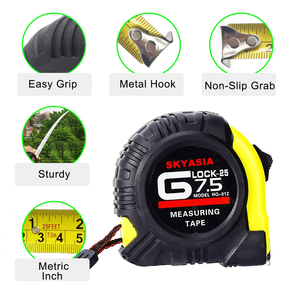 Portable-7-5m-Retractable-Steel-Tape-Measure-Rubber-Measuring-Tape ...