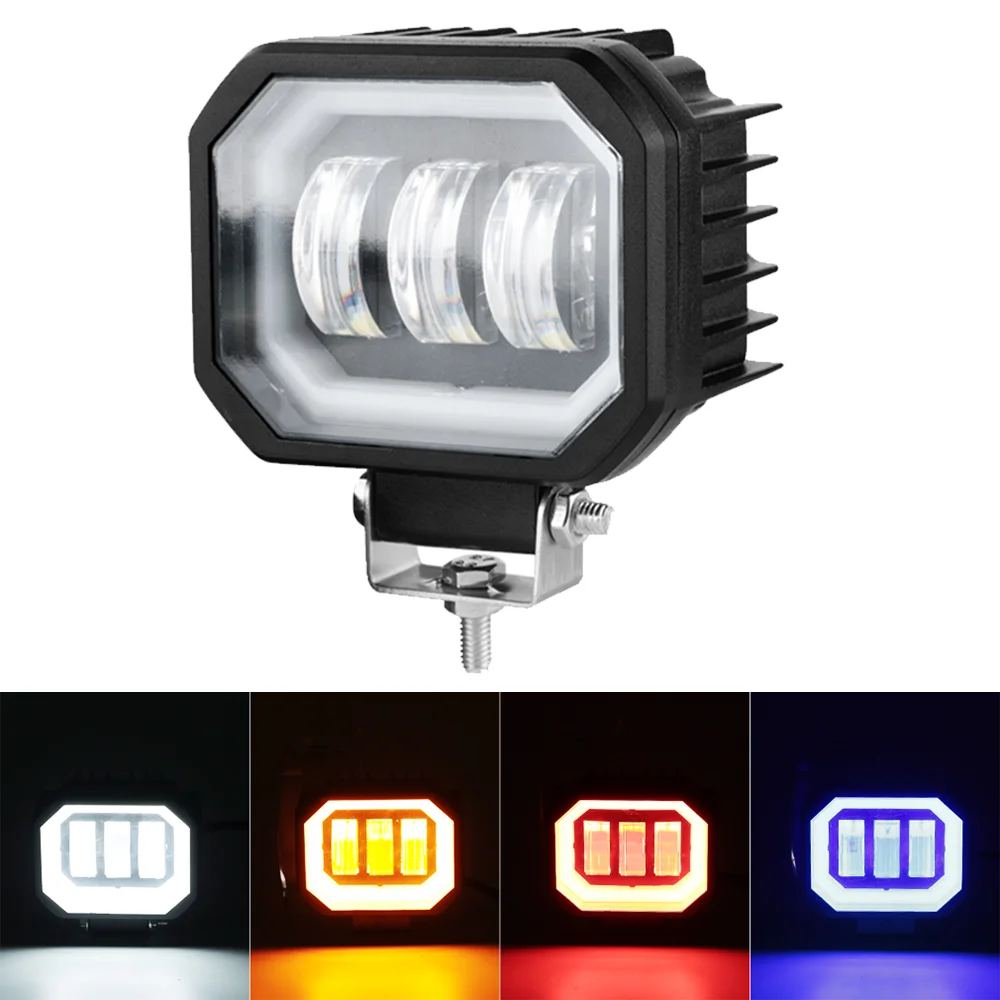 Car-Square-Angel-Eyes-LED-Light-Waterproof-Motorcycle-Spotlights ...