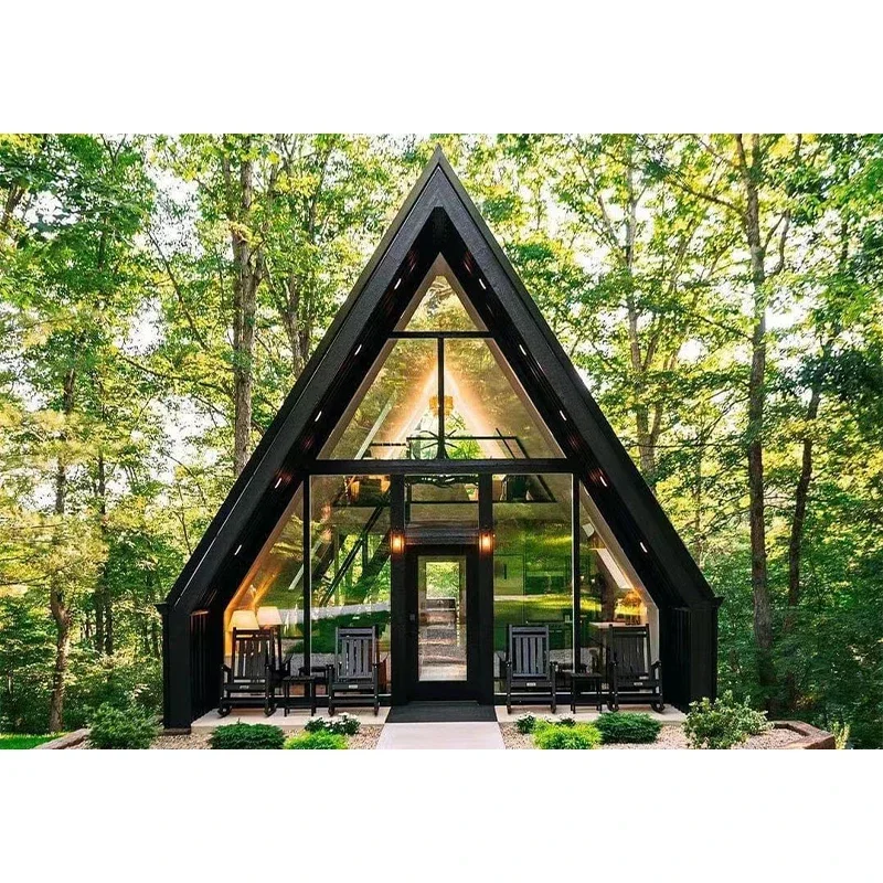 Triangle-Modular-Wooden-Camper-Hotel-Home-Resort-Holiday-Steel-Cabin-A ...