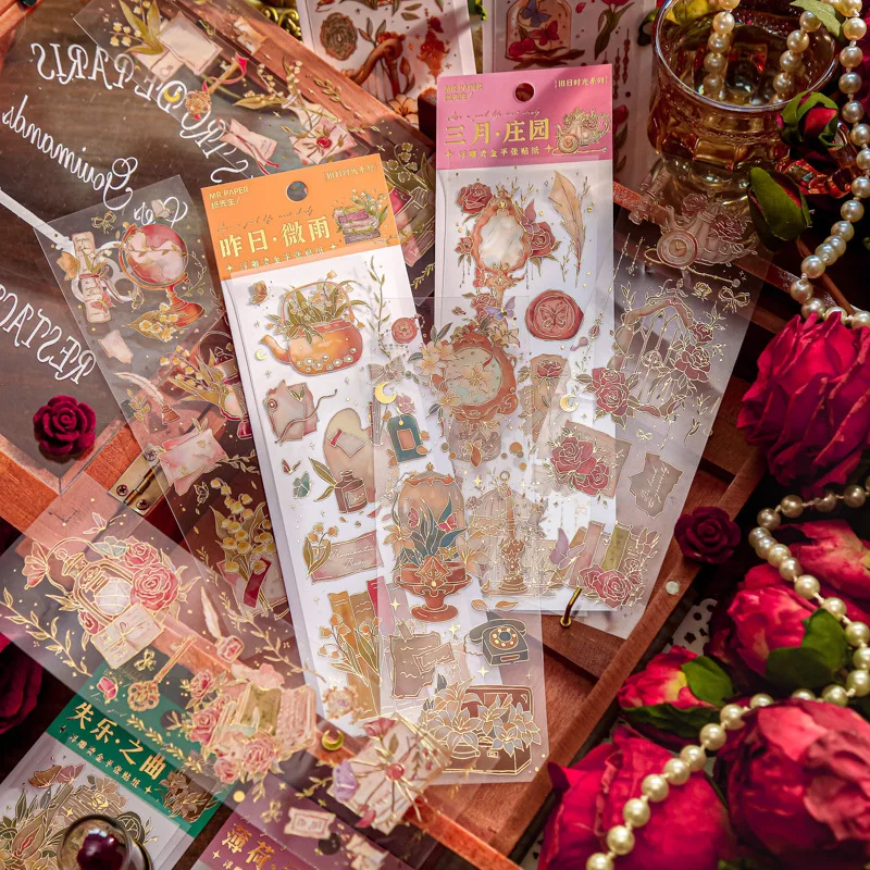 MOHAMM-3-Sheets-Retro-Flower-Rose-Butterfly-PVC-Stickers-Decorative ...