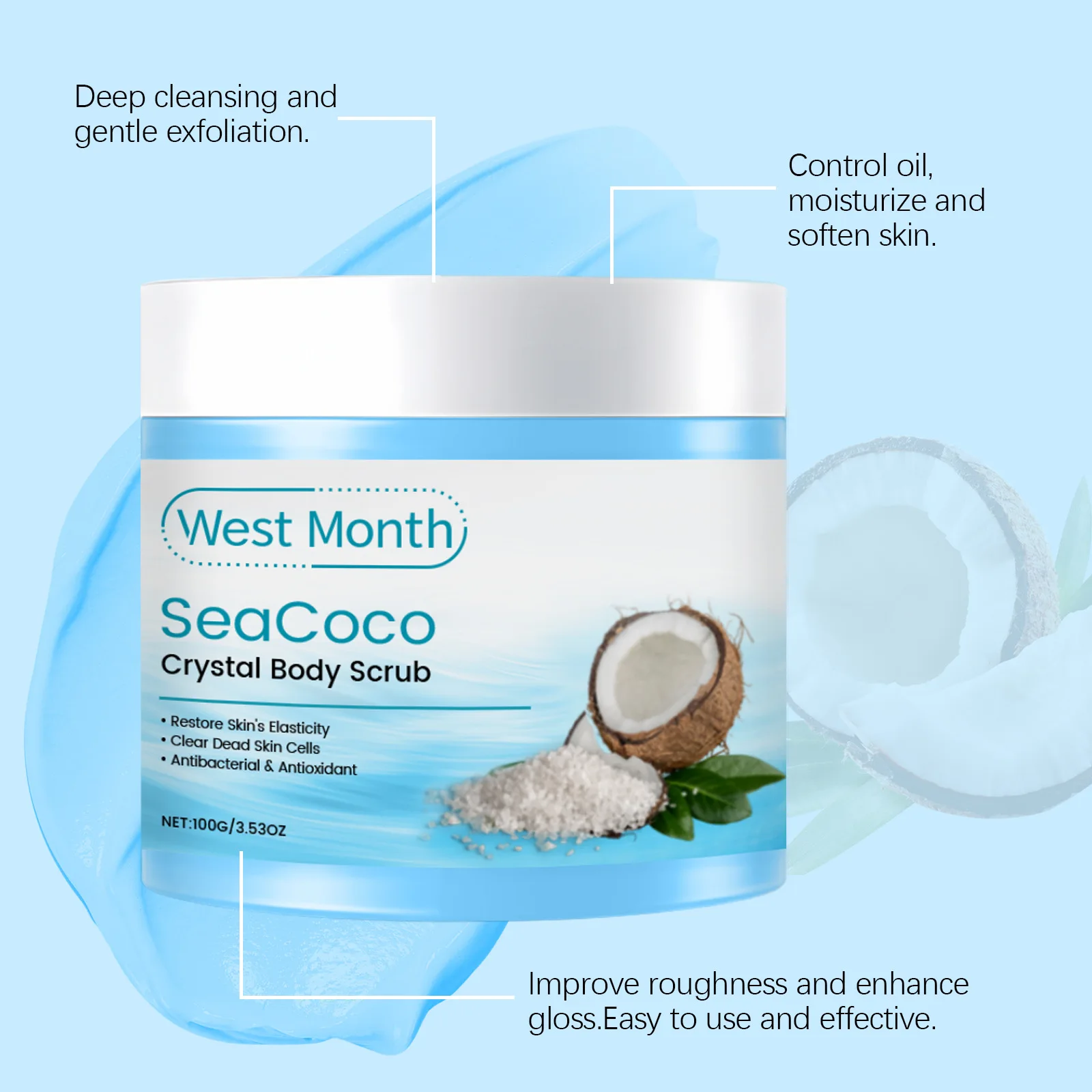 Coconut Body Scrub Remove Dead Skin Exfoliating Fading Dark Spots ...