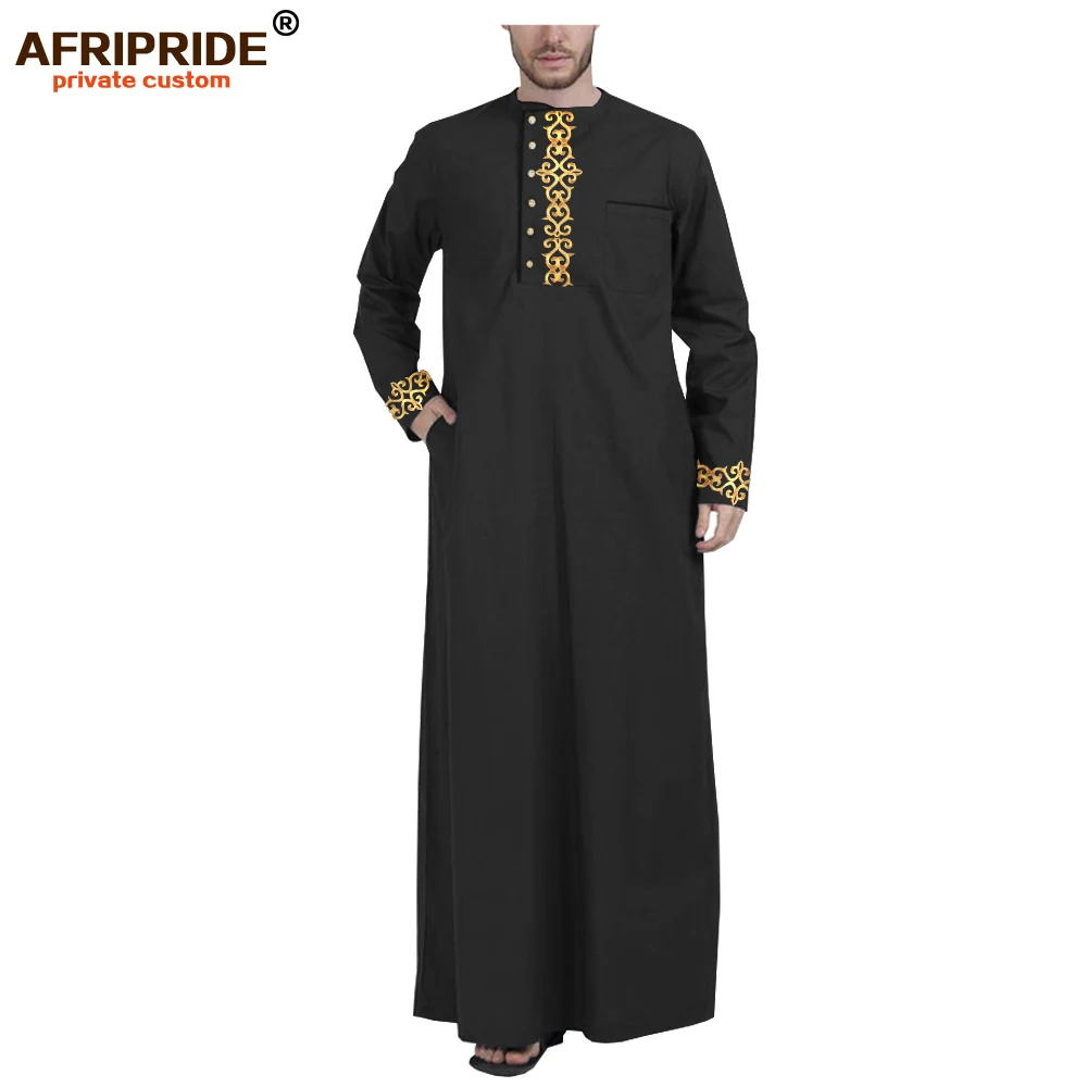 Muslim Clothing For Men Jubba Thobe With Long Sleeves And Lace Neck ...