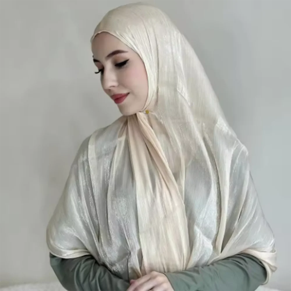 Premium Muslim Pleated Shimmer Chiffon Hijab Malaysian Women Long Shawl ...
