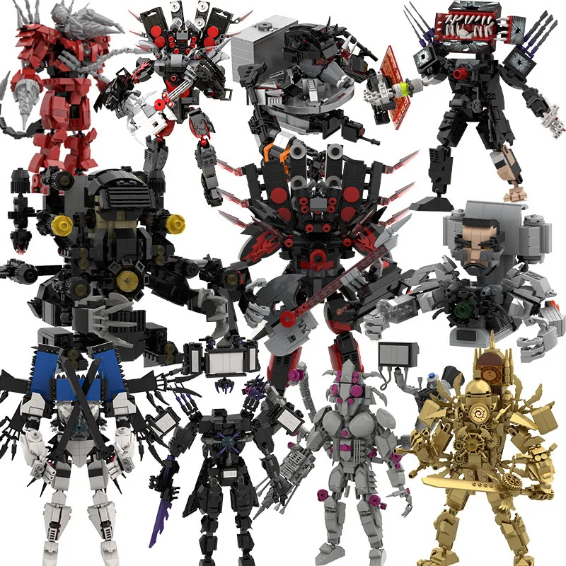 New-Skibidi-Toilet-Building-Blocks-Set-Gold-Clock-Man-With-Sword-Guitor ...