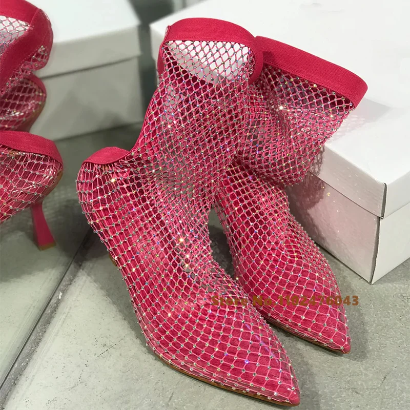 Saturn Pink Stretch Stone Stocking Stilettos Boots Summer Bling Bling ...