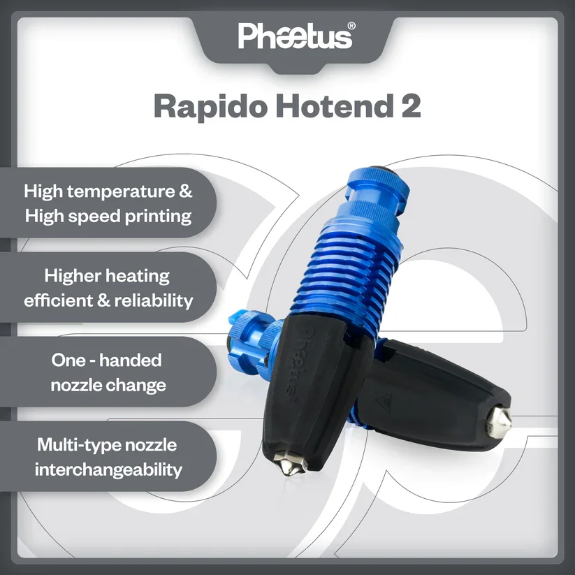 Phaetus RAPIDO PLUS HOTEND 2 High Flow RAPIDO V2 104GT-2/PT1000 for VORON DDE DDB extruder ...
