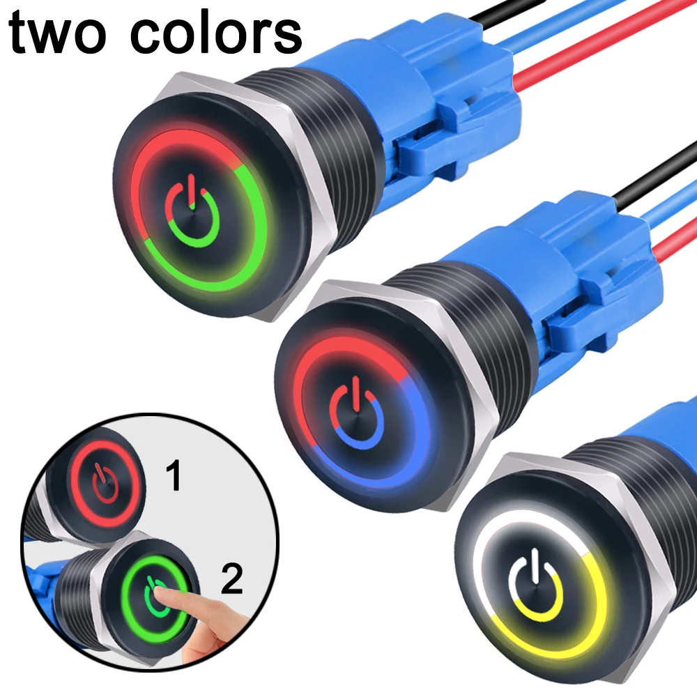 Black-Shell-Metal-Power-LED-Push-Button-Switch-With-Car-Engine-19MM ...