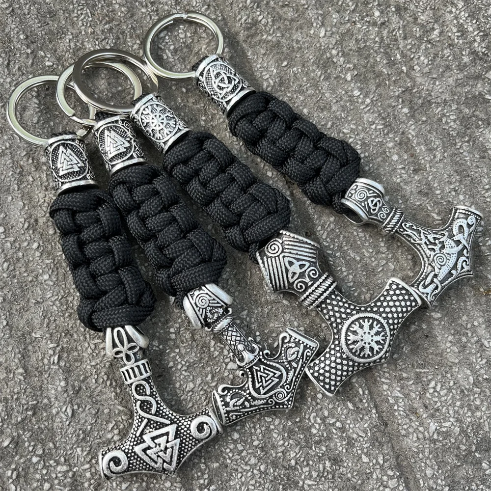 Nostalgia-1Pcs-Viking-Thor-Hammer-Handmade-Paracord-Keychain-For-Car ...