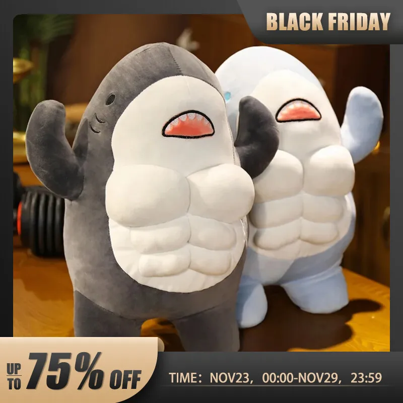 40CM-Muscle-Shark-Plush-Doll-Cute-Worked-Out-Shark-Stuffed-Cartoon-Toys ...
