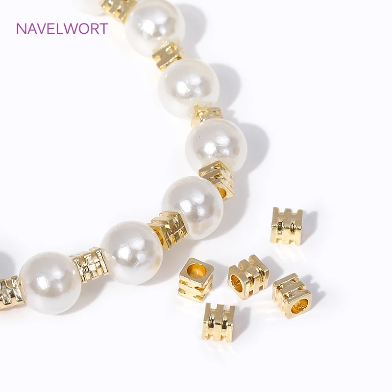 18K-Gold-Plated-Brass-Square-Spacer-Beads-Metal-Separator-Beads-para ...