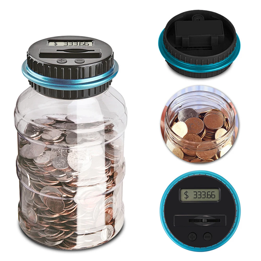 Electronic Digital Coin Counter Automatic Money Counting Jar Saving Electronic Digital Coin Counter Automatic Money Counting Jar Saving