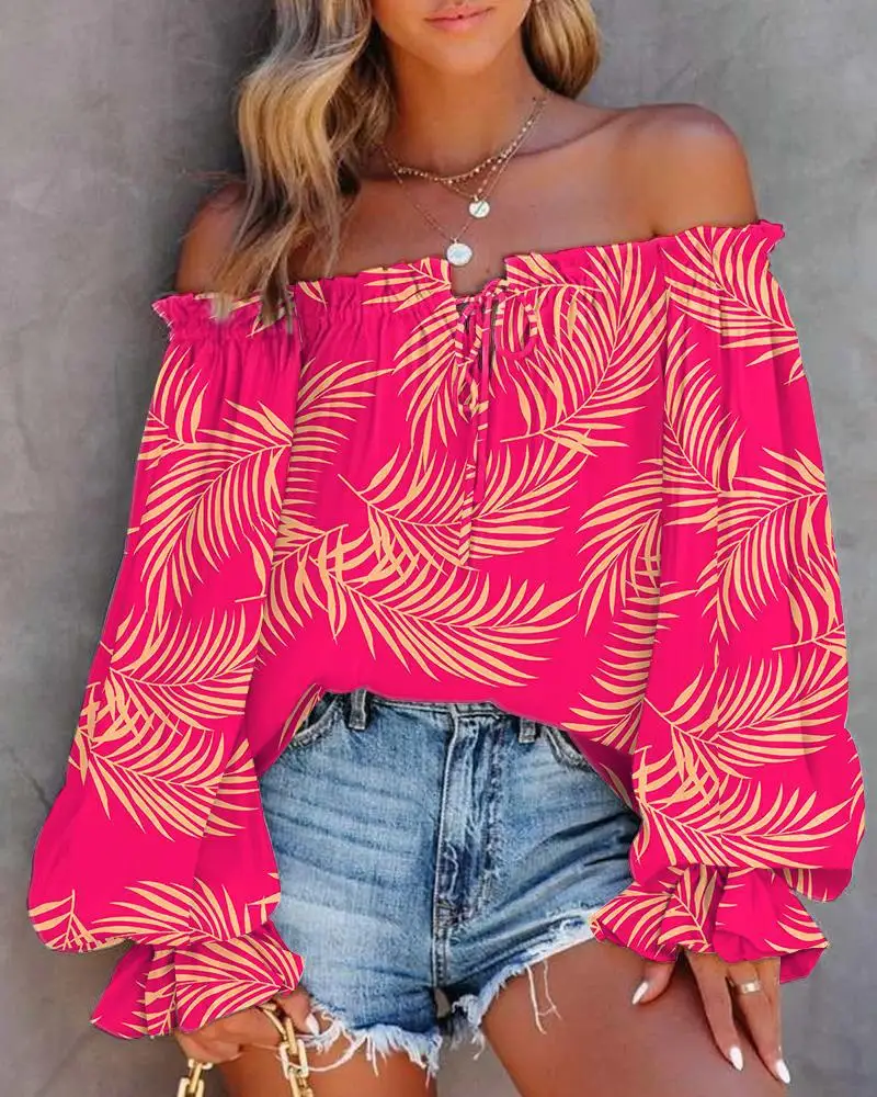 Sexy Boho Off Shoulder Print Shirts & Blouses Spring Summer Women ...