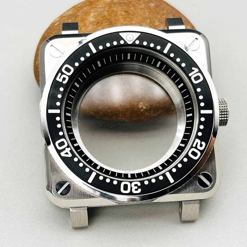 New-Style-NH36-Knurled-Bezel-Silver-Square-Men-s-Watch-Case-Fits-Seiko ...