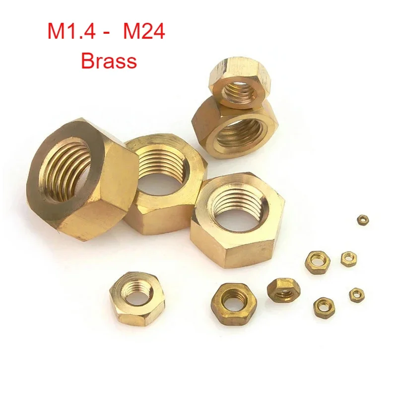 1-50pcs Brass Solid Hexagon Nuts For M1.4 M1.6 M2 M2.5 M3 M4 M5 M6 M8 ...