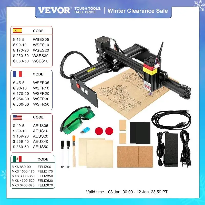 VEVOR-4-5W-5-5W-Laser-Engraver-Portable-CNC-Laser-Cutter-Printer ...