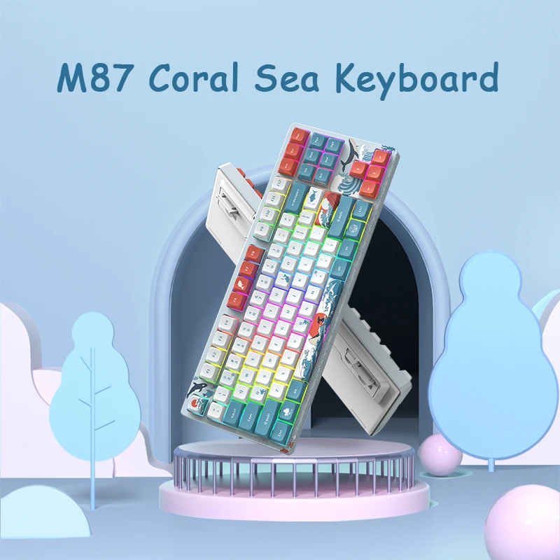 Womier M87 M84 M61 75% Wireless Mechanical Keyboard Coral Sea Theme ...