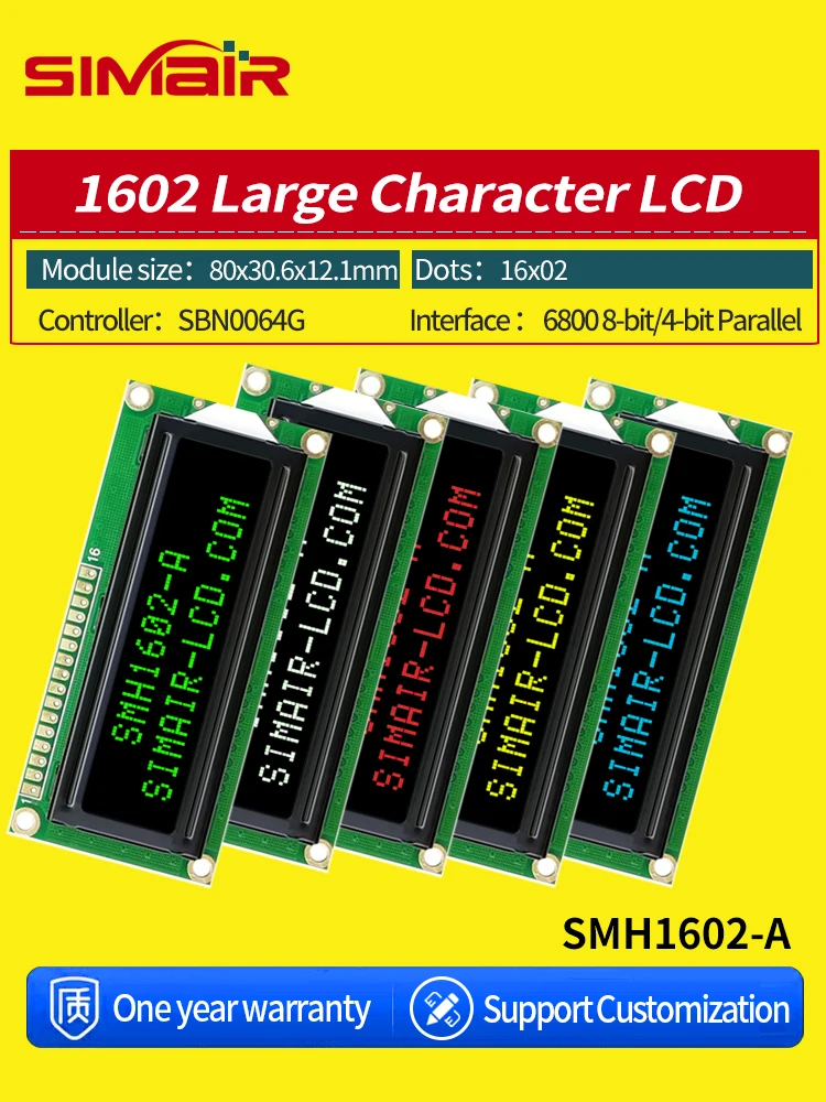 162 16X2 1602 5V Parallel IIC I2C White Red Green Characters on Black ...