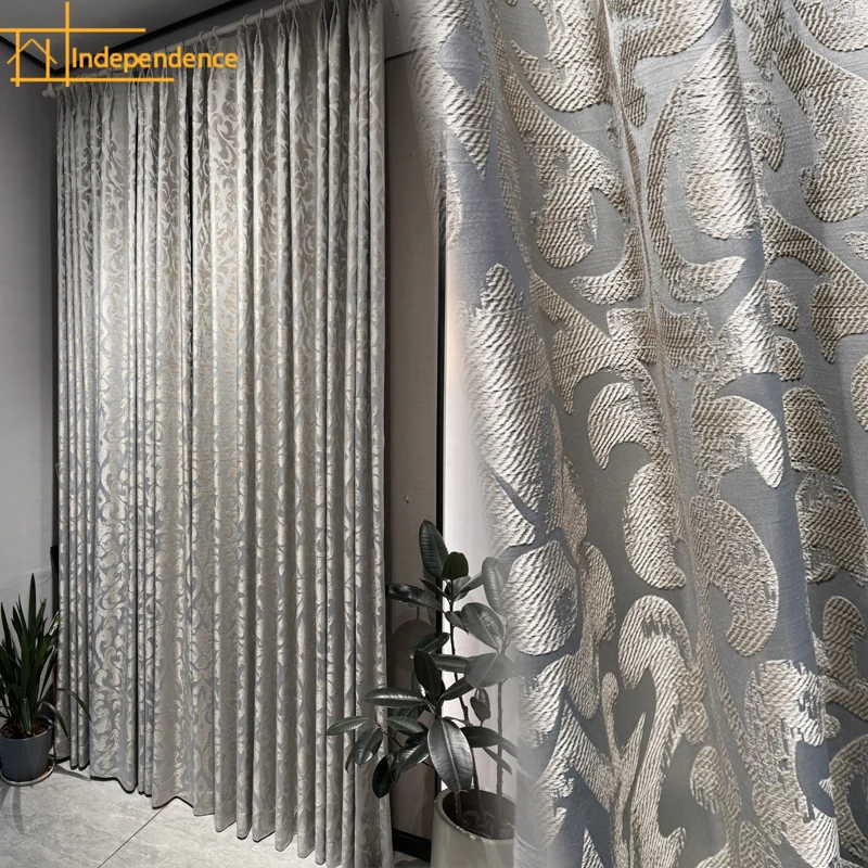 Customized-Grey-Flocking-Texture-Dark-Grain-Jacquard-Window-Screen ...