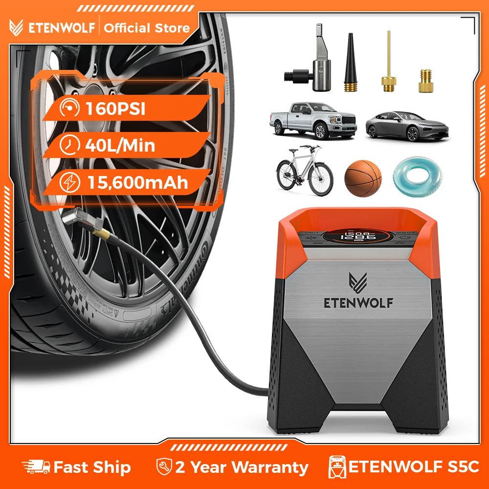 ETENWOLF ZEPHYR S5C Portable Tire Inflator Heavy-Duty Car compressor ...